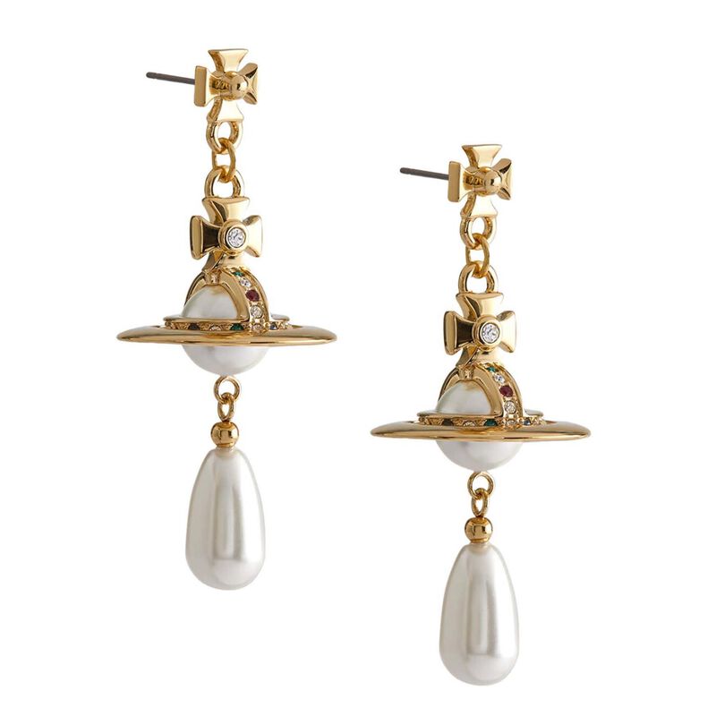 Vivienne Westwood Pearl Drop Earrings Gold Pearl Crystal Siam Montana ...