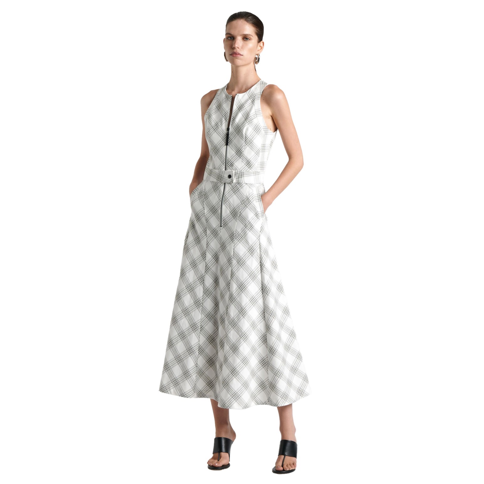 Cue Cream European Cotton Check Midi Dress | Ballantynes Department Store