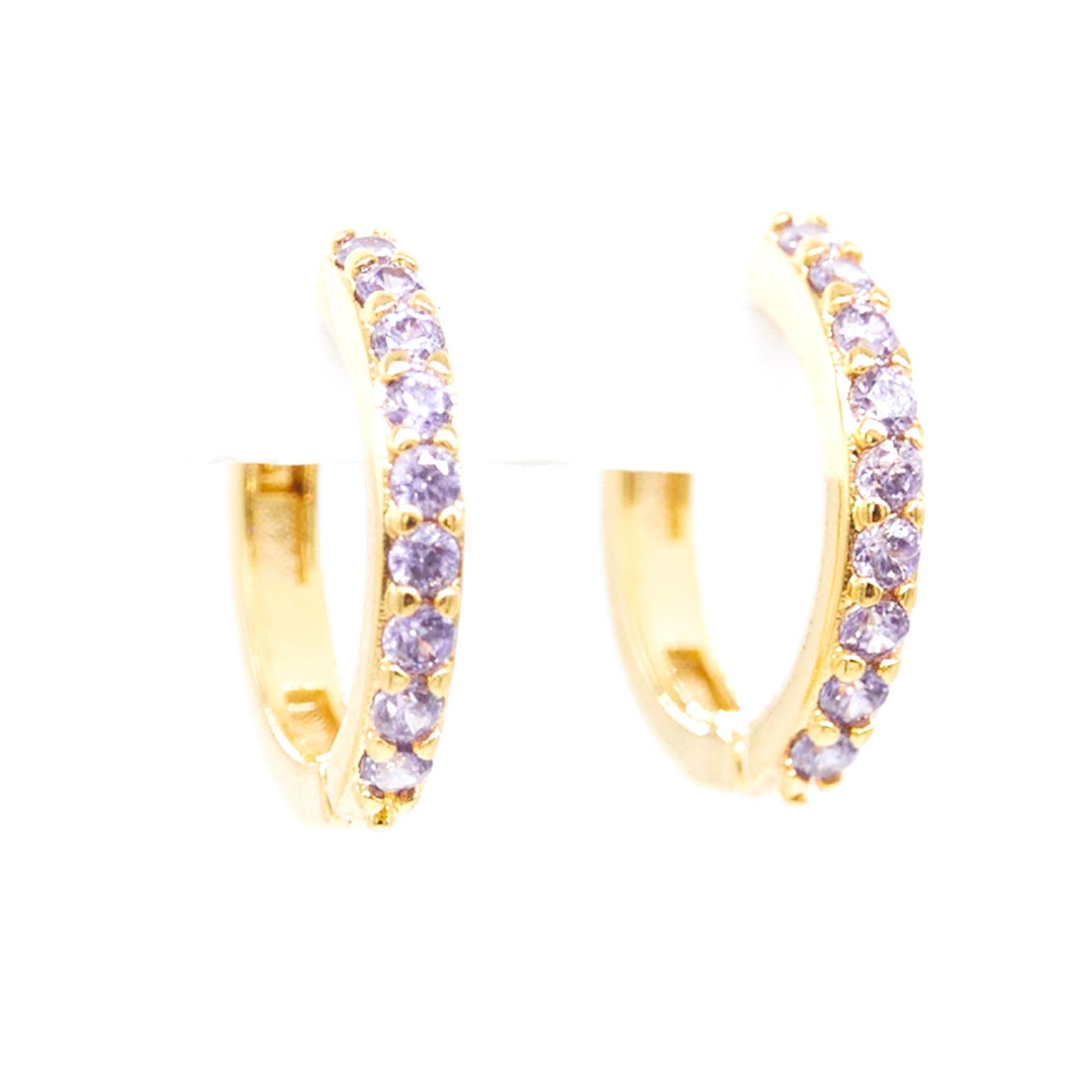 Stella + Gemma Earring Huggie Gold Amethyst Stones | Ballantynes ...