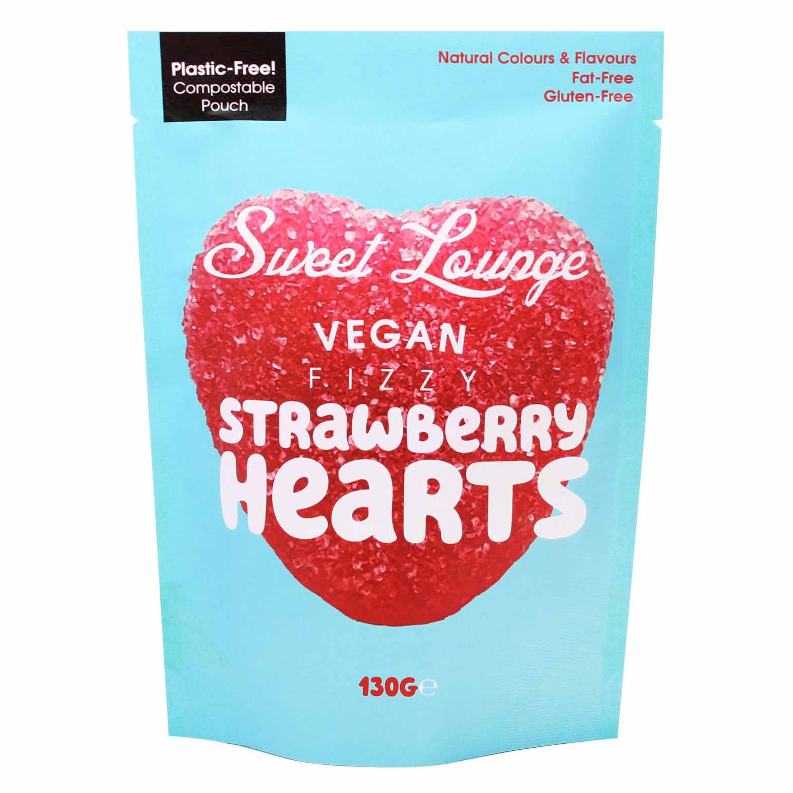 Sweet Lounge Vegan Fizzy Strawberry Hearts Pouch 130g | Ballantynes ...