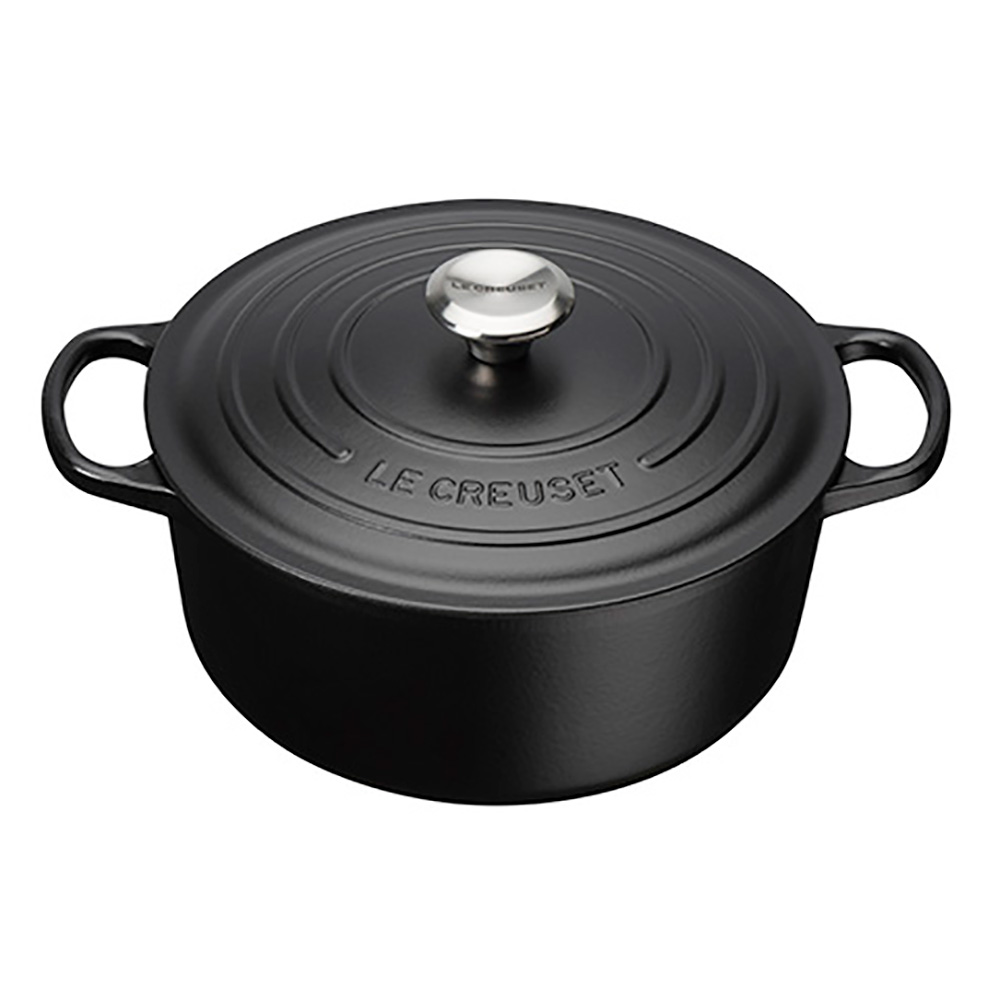 Le Creuset Cast Iron Round Casserole 26cm - Satin Black | Ballantynes ...