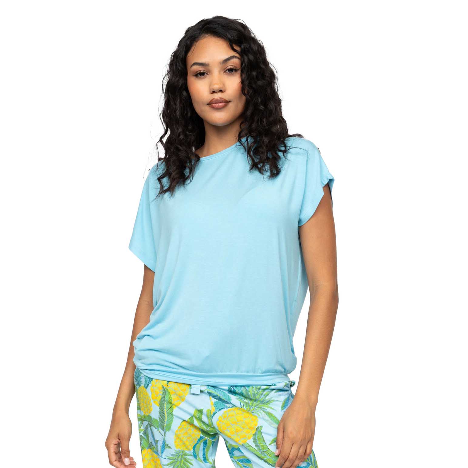 Cyberjammies Light Blue Slouch Jersey Cap Sleeve Pyjama Top ...
