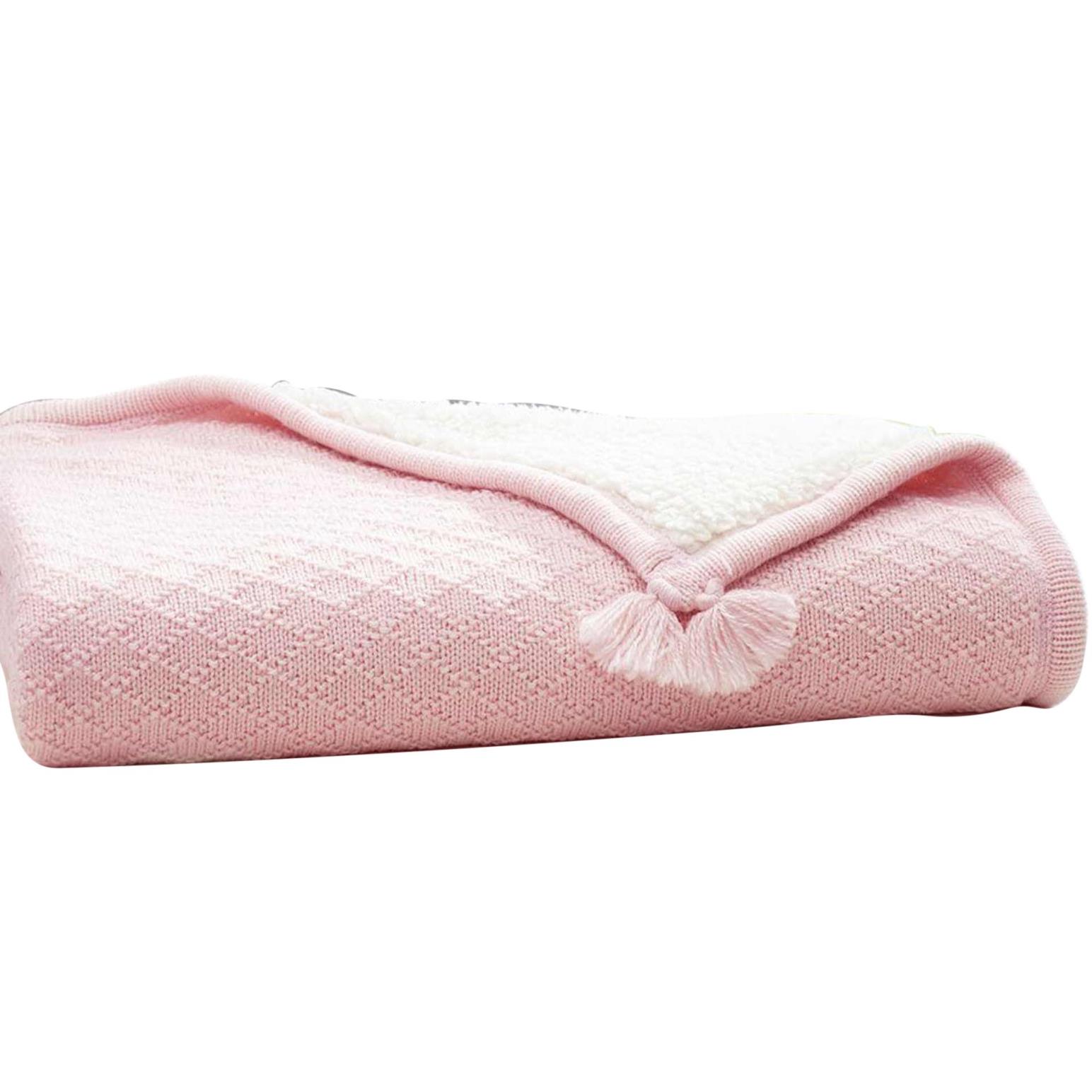 Pottery Barn Kids Luxe Knit Sherpa Stroller Blanket Light Pink ...