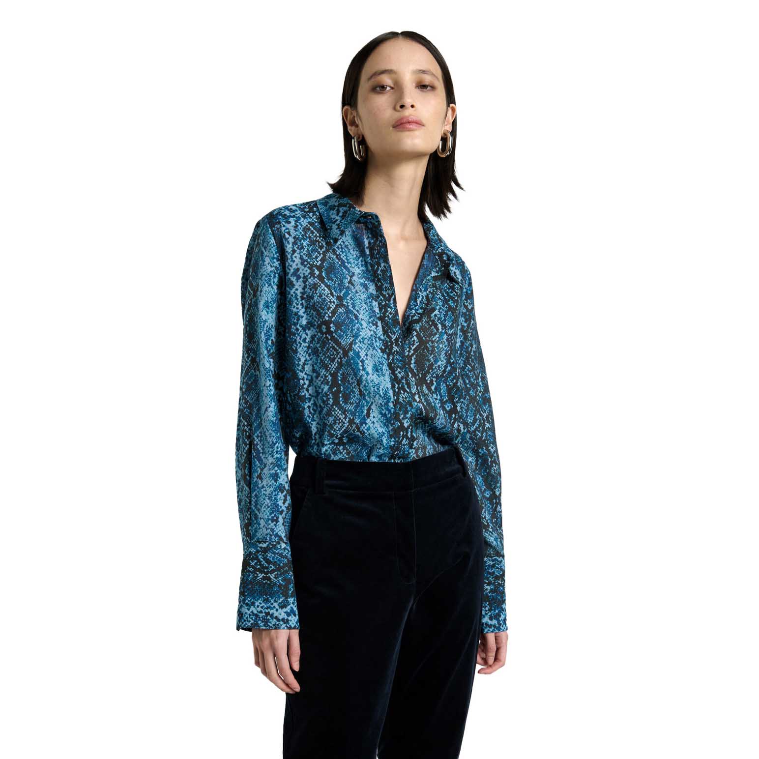 Cue Indigo Python Shirt | Ballantynes Department Store