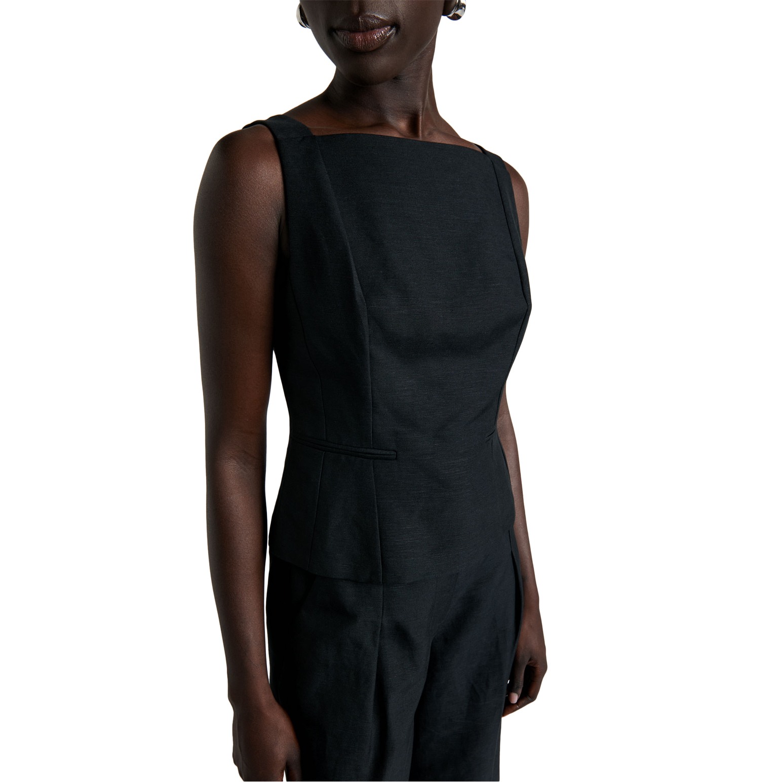 Cue Linen Blend Square Neck Top | Ballantynes Department Store